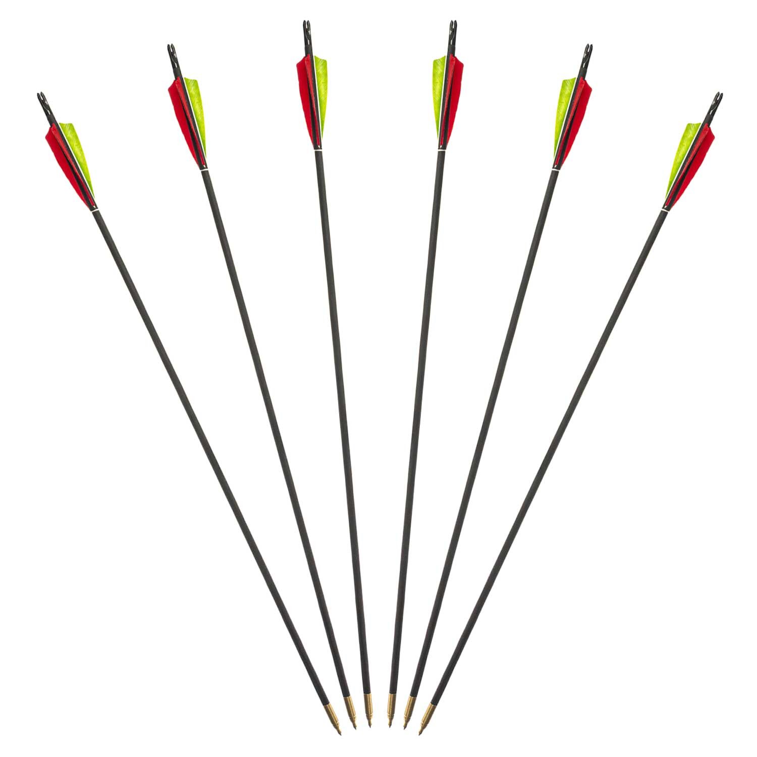 6 pack Standard Wooden Arrow 3 x unicoloured feathers | Archery Beier ...